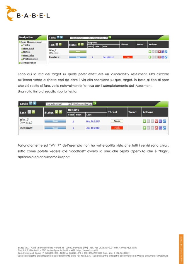 OpenVAS, lo strumento open source per il vulnerability assessment | PDF