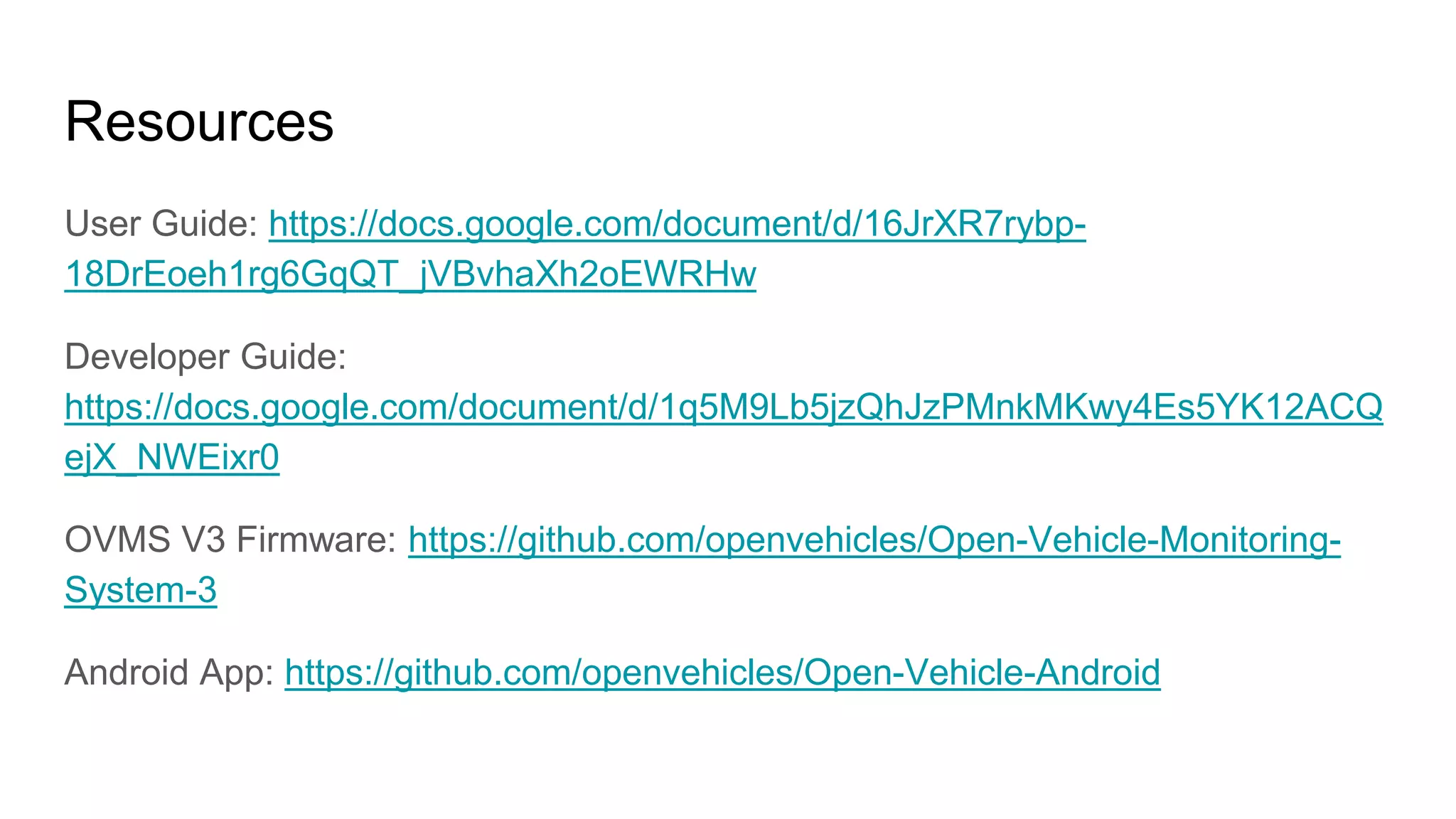 Open vehicle monitoring system (ovms) | PPT