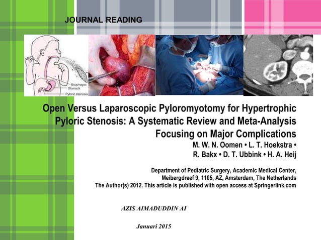 Stenosis Hipertropic pylorus Open versus laparoscopic pyloromyotomy | PPT