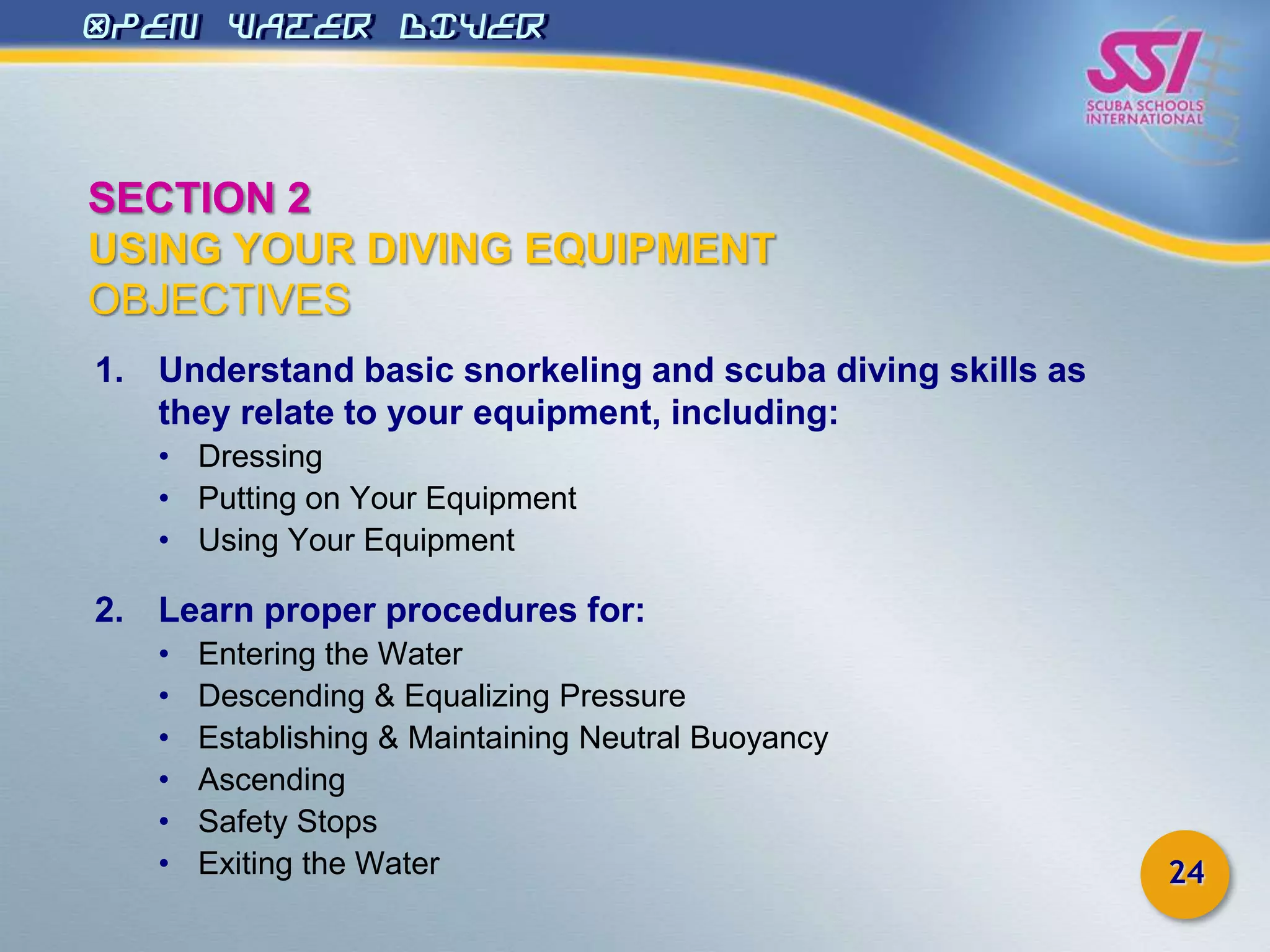 Open water diver pe gs english 2013 | PPTX