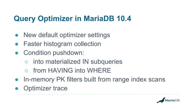 MariaDB Optimizer - further down the rabbit hole | PPT