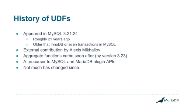 Extending MariaDB with user-defined functions | PDF | Databases | Computer Software and Applications