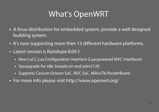 OpenWRT, A value-add base solution for your product. (1st part, chihchun) | PDF | Computing ...