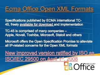Open XML Formats For CIO's | PPT