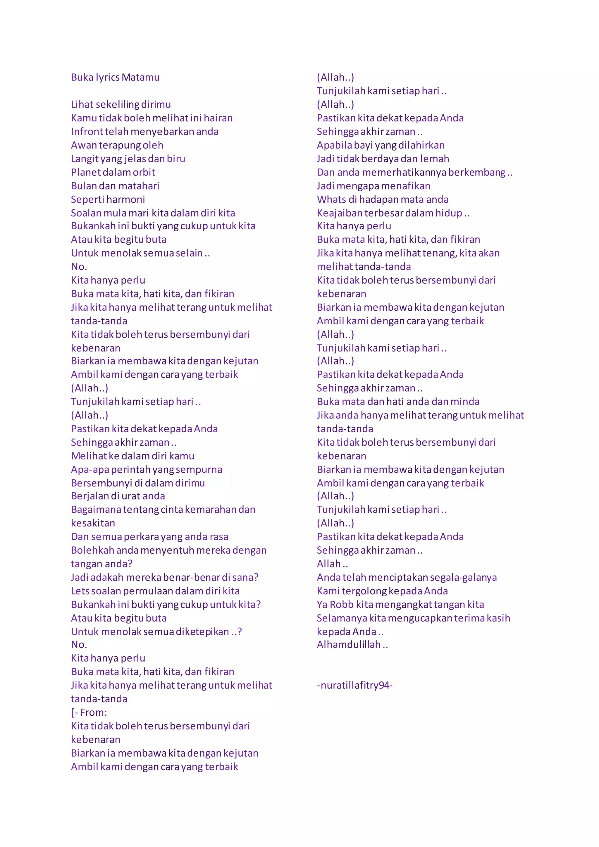 Open your eyes lyrics | DOCX