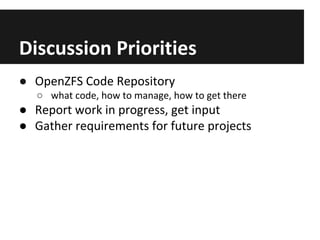 OpenZFS Developer Summit Introduction | PDF