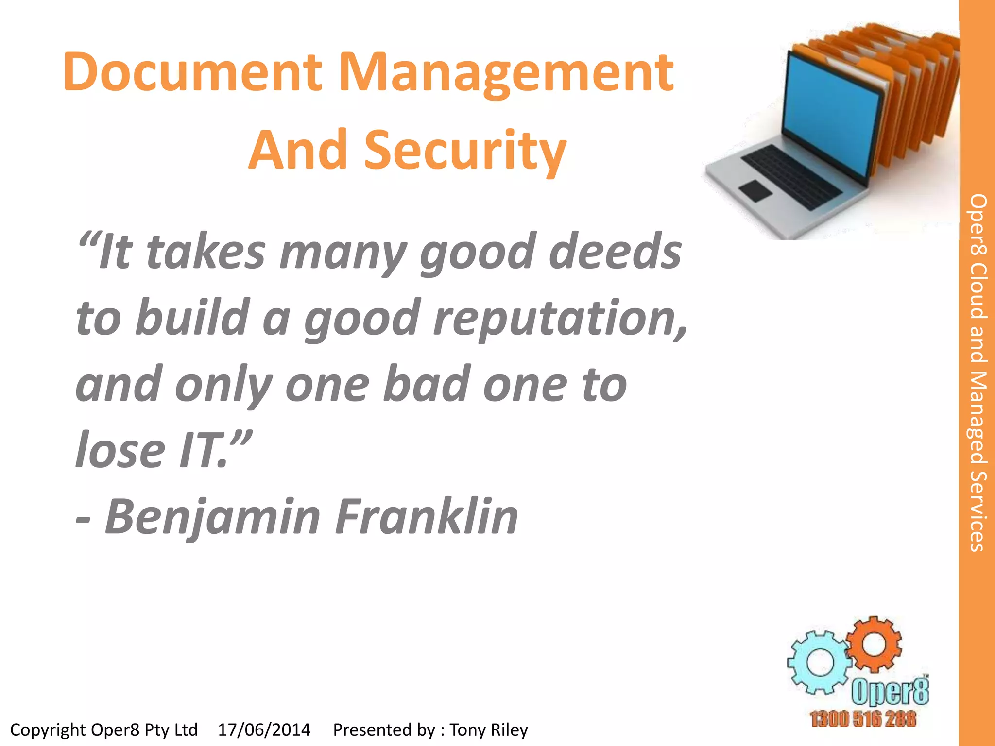 Oper8 document management solution v2.0 | PPTX