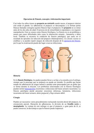 Operacion de fimosis | PDF