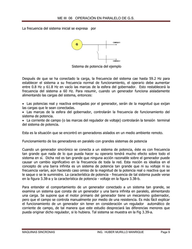 Operacion en paralelo de generador sincrono | PDF