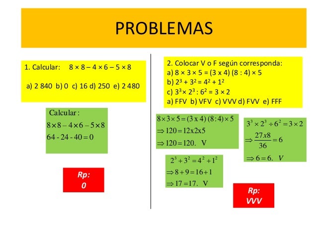 Operaciones basicas ecuaciones 2018