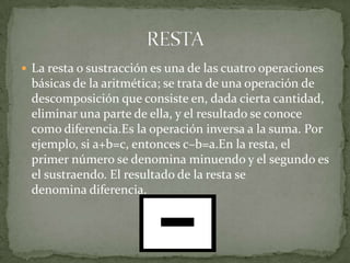 Operaciones basicas de las matematicas | PPTX