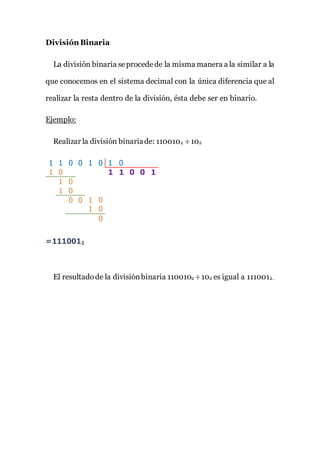 Operaciones Básicas con el Sistema Binario | DOCX