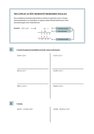 Operaciones con decimales | PDF