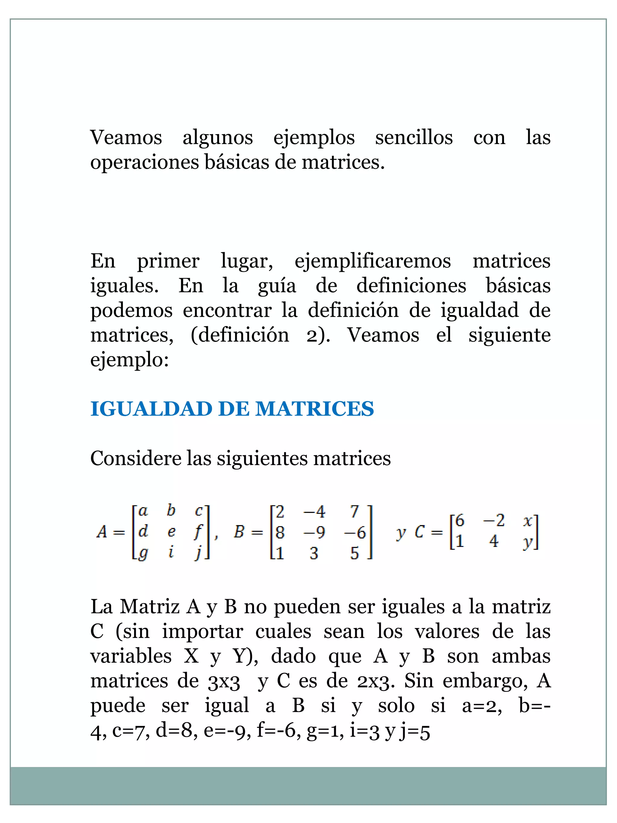 Operaciones con matrices | PDF