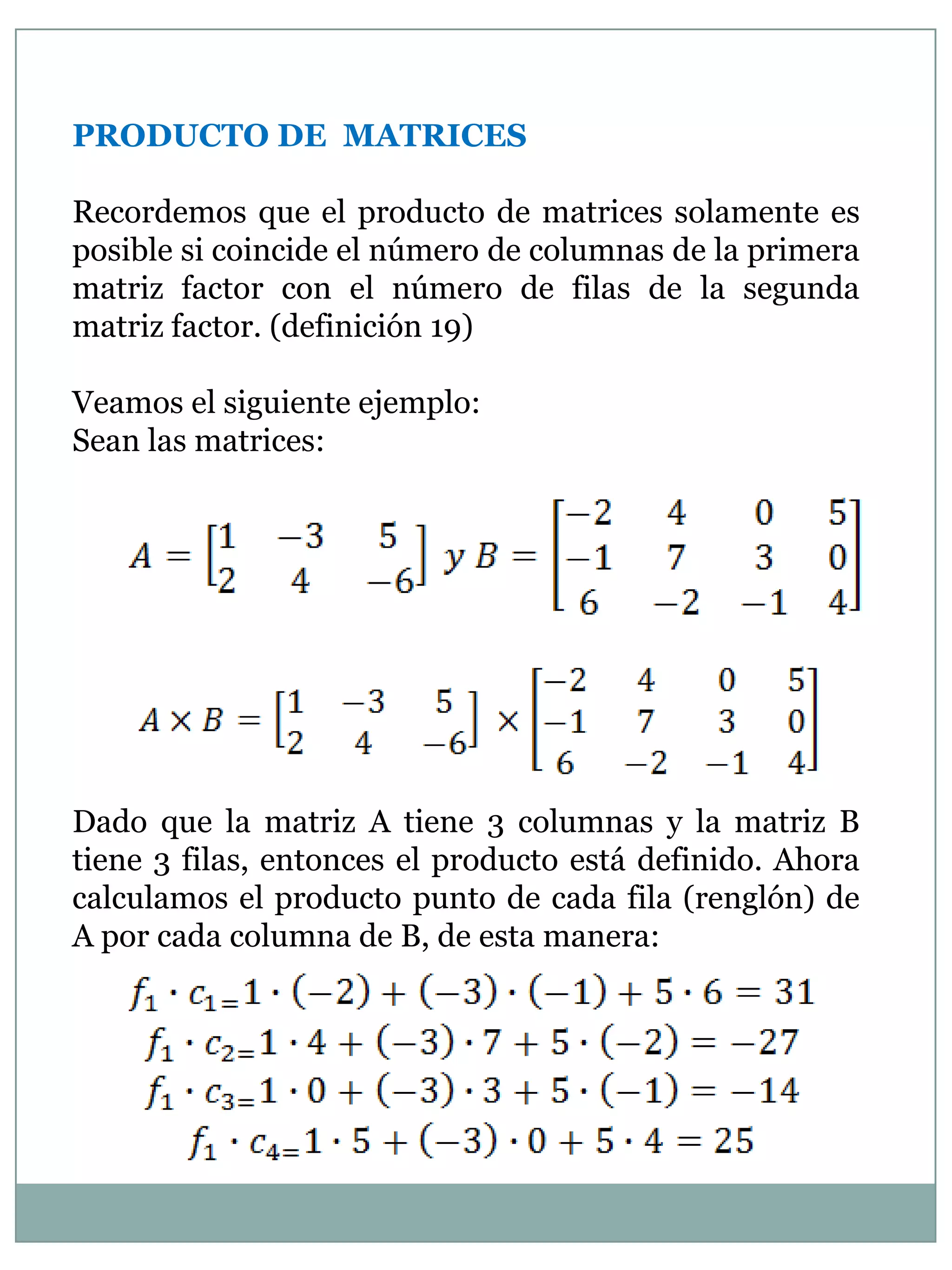 Operaciones con matrices | PDF