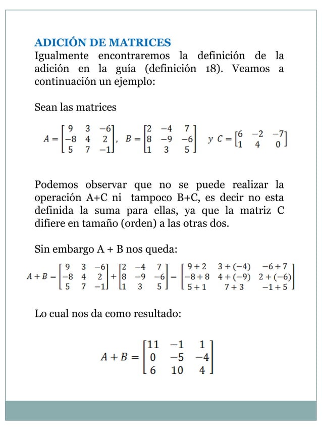 Operaciones con matrices | PDF