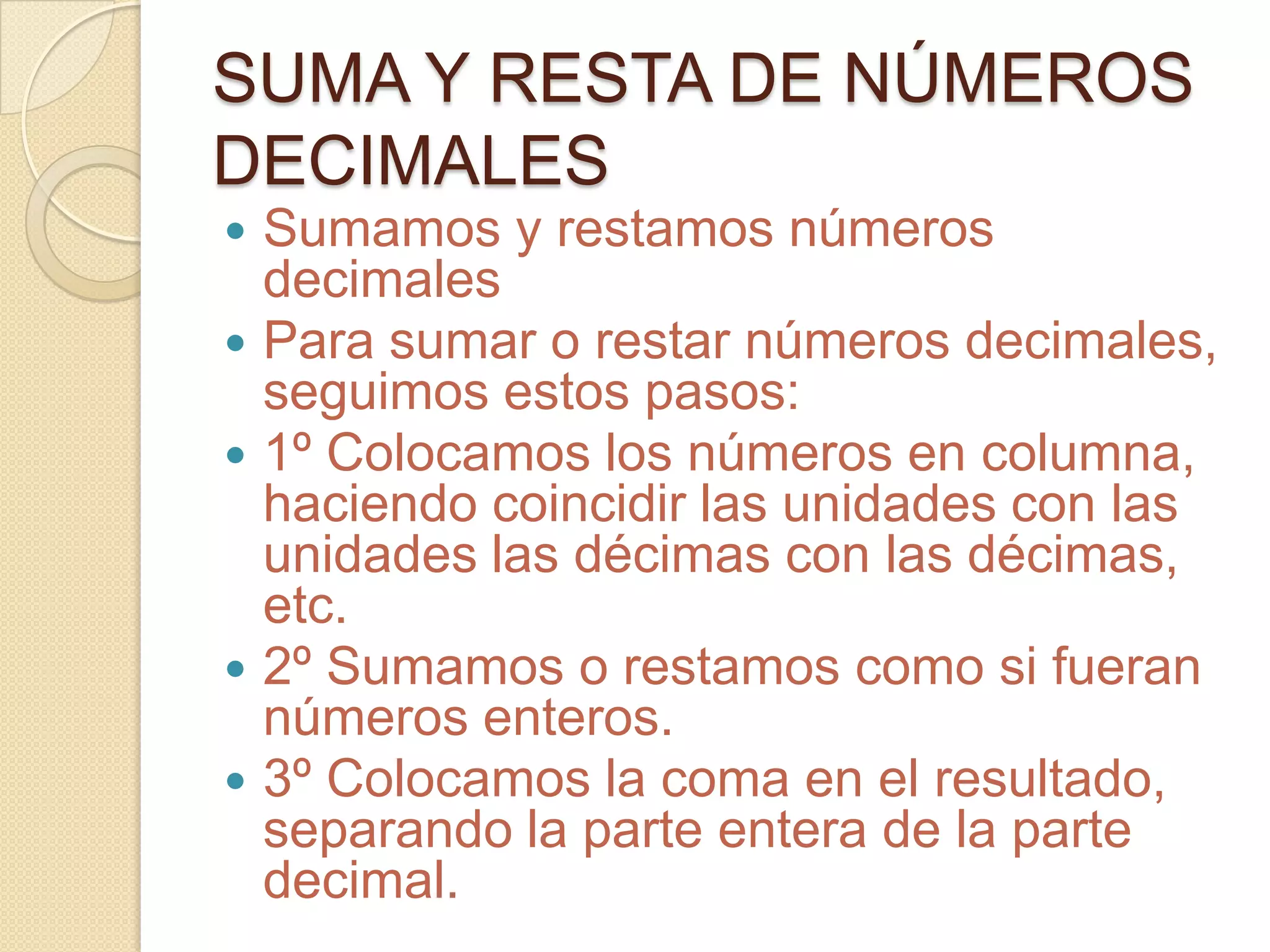 Operaciones con números decimales | PPTX