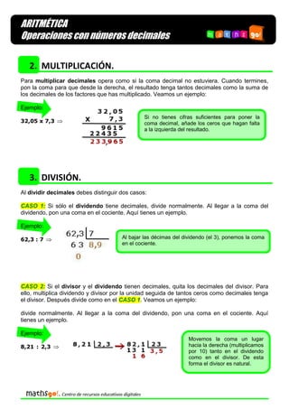 Operaciones con números decimales (aritmética) | PDF