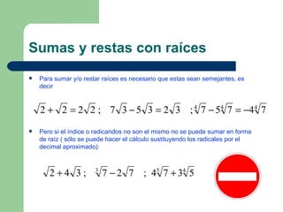 Operaciones con raices | PPT