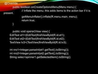 Operaciones con spinner1 | PPTX