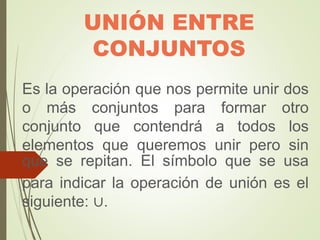 Operaciones entre conjuntos 11 (2019) | PPTX