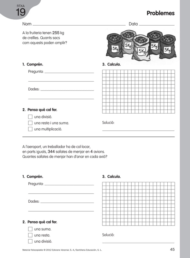 Operacions i problemes 3r i 4t voramar | PDF