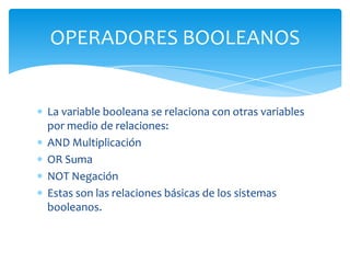 Operadores booleanos | PPTX