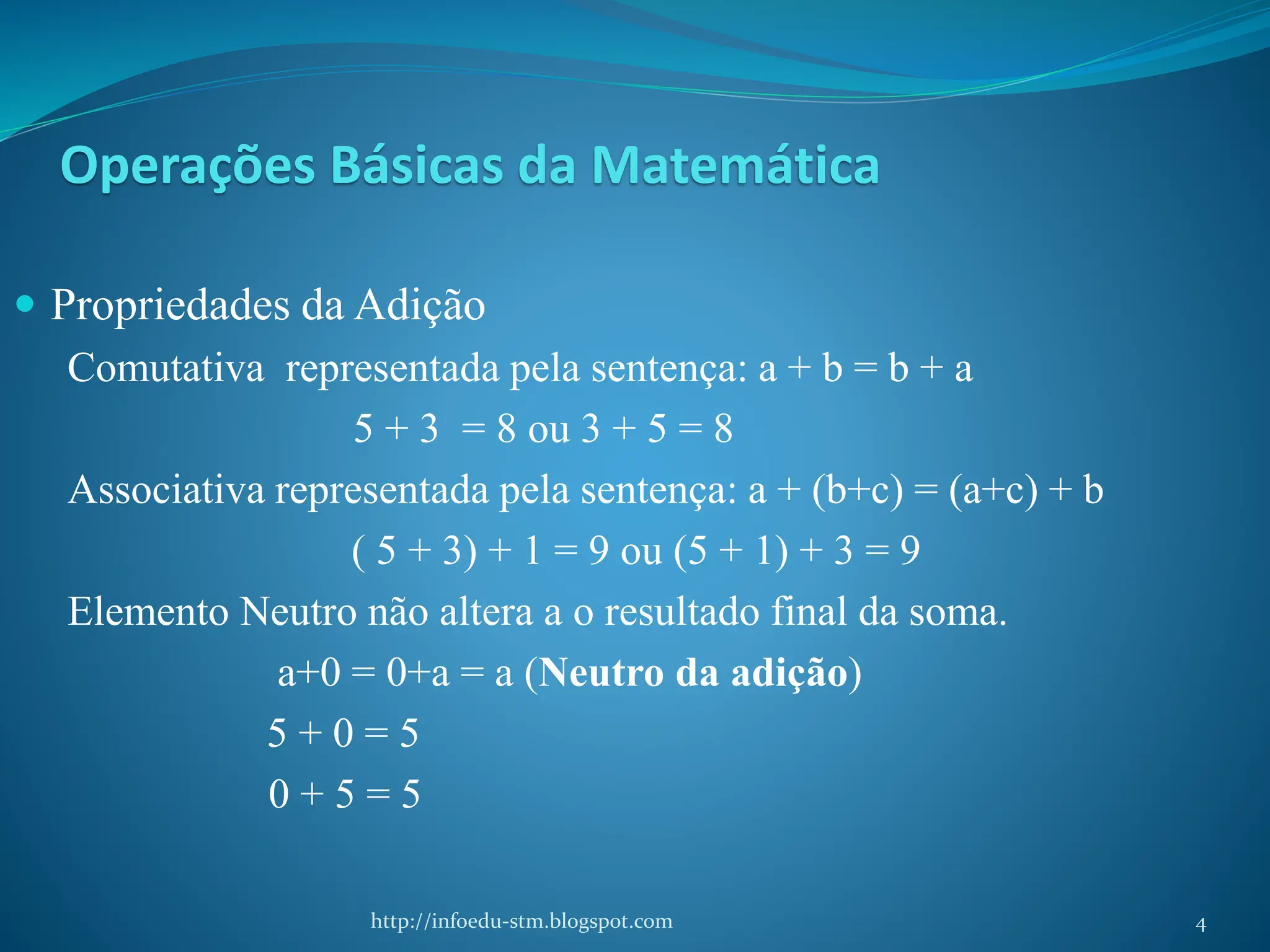Apresentação das quatro operações básicas da matematica | PPTX