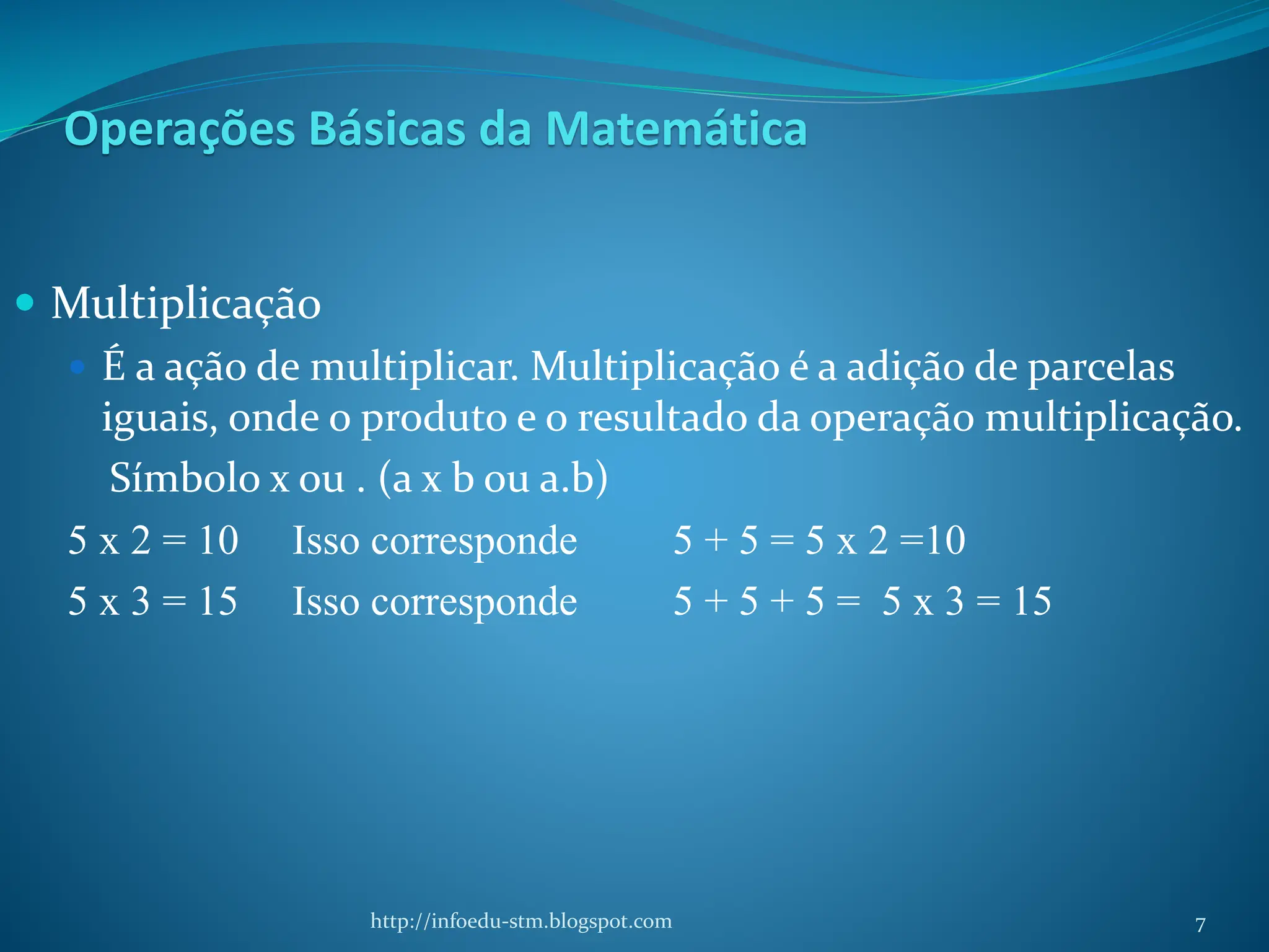 Apresentação das quatro operações básicas da matematica | PPTX