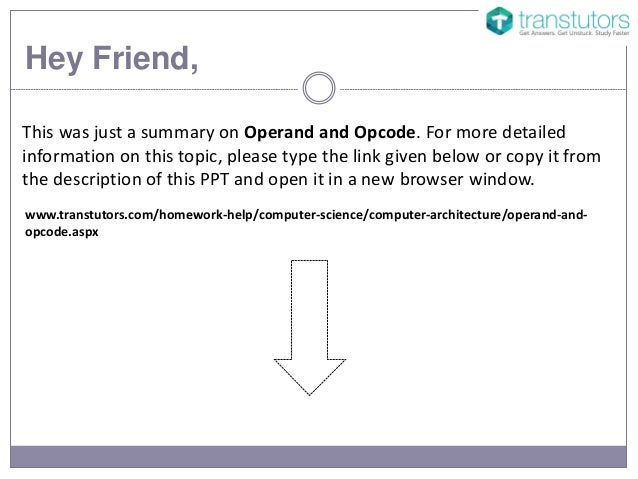 Operand And Opcode Computer Science