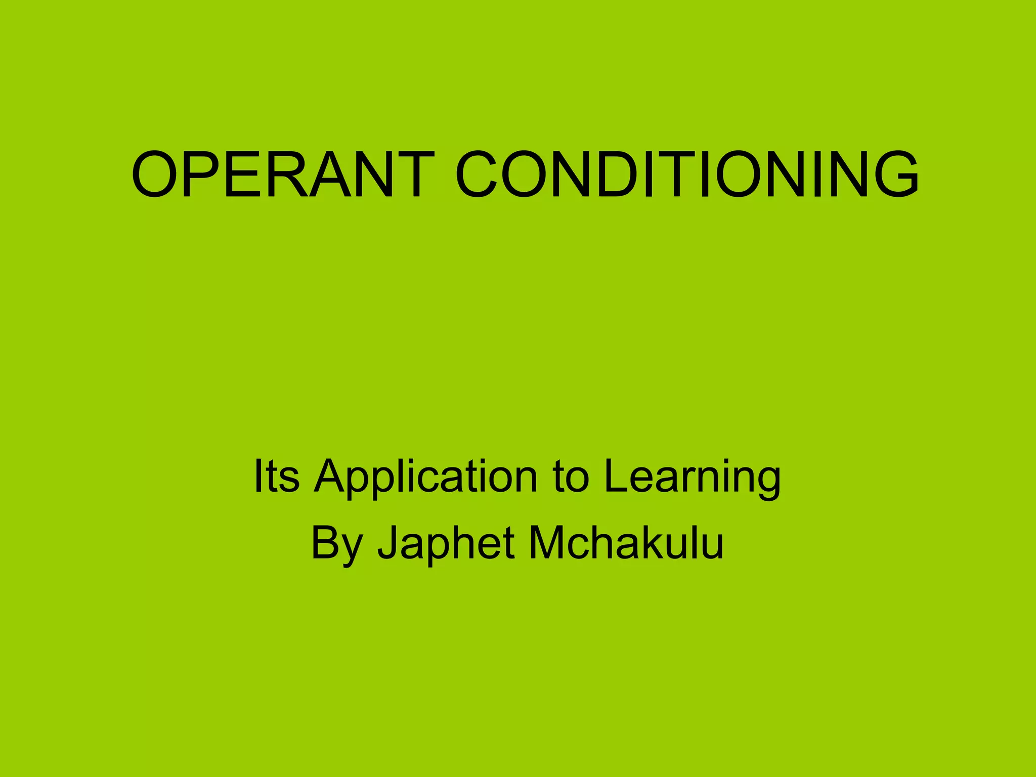 Operant Conditioning | PPT
