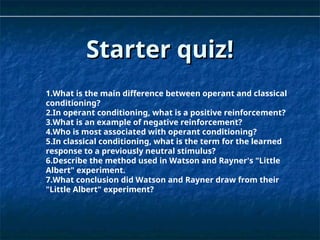 Operant Conditioning AQA A level Psychology | PPT