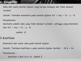 Operasi aljabar | PPTX