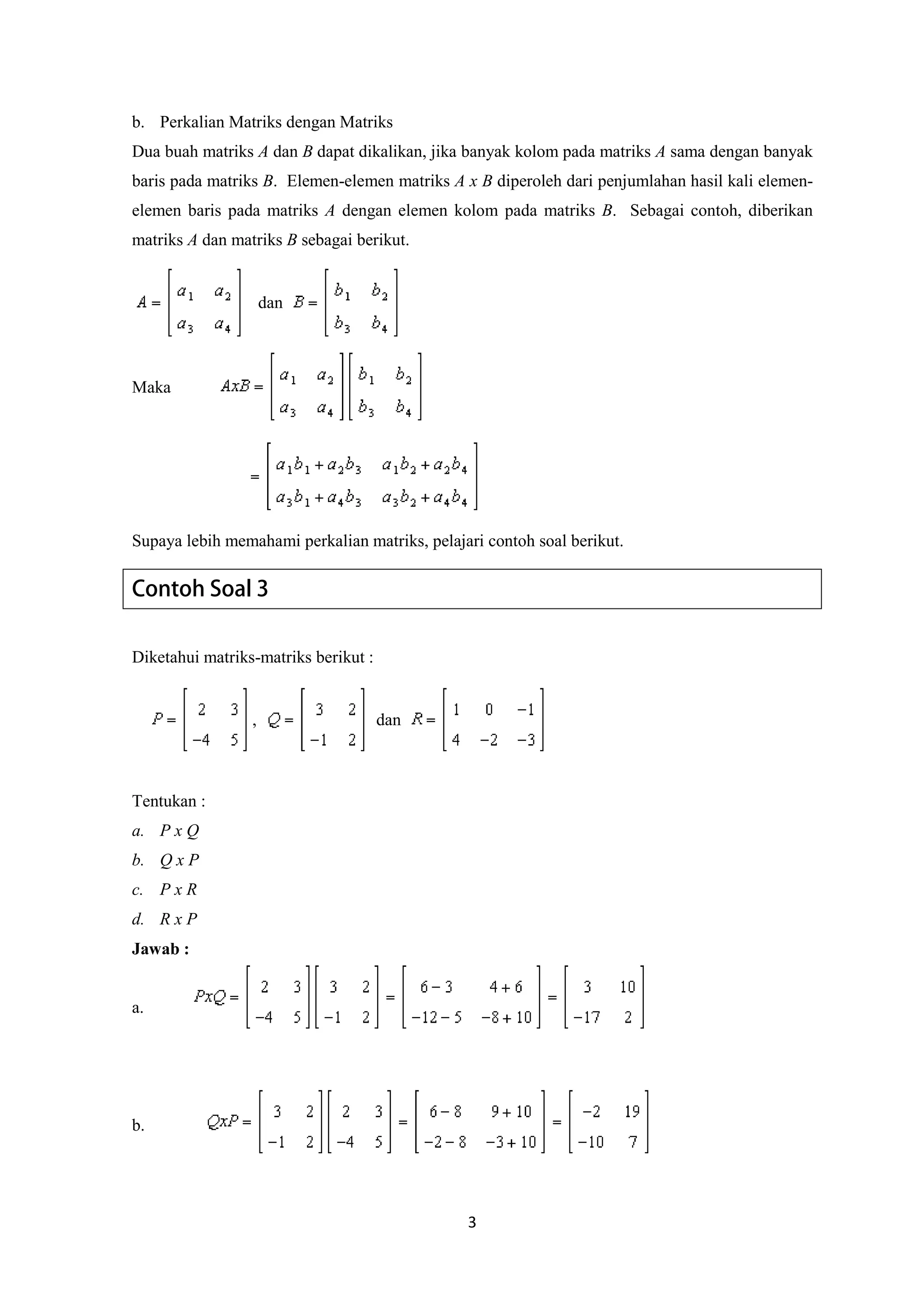 Operasi aljabar pada matriks | PDF