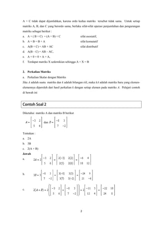 Operasi aljabar pada matriks | PDF