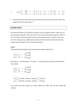 Operasi aljabar pada matriks | PDF