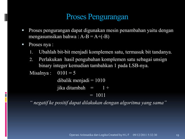 Operasi arithmatika dan logika | PPTX