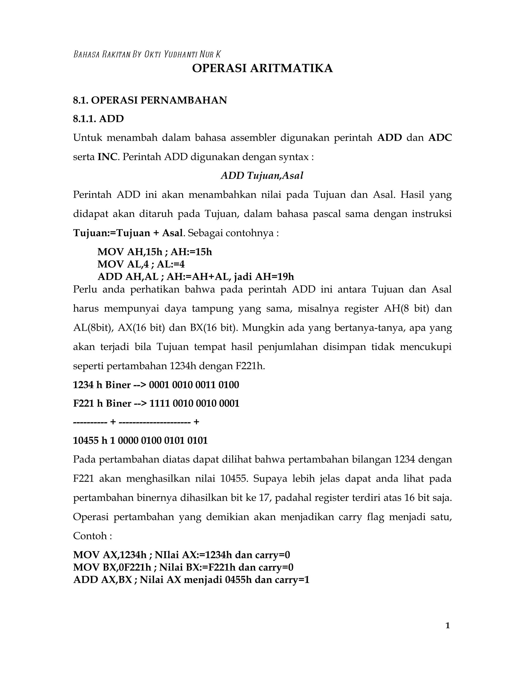 Operasi aritmatika | DOC