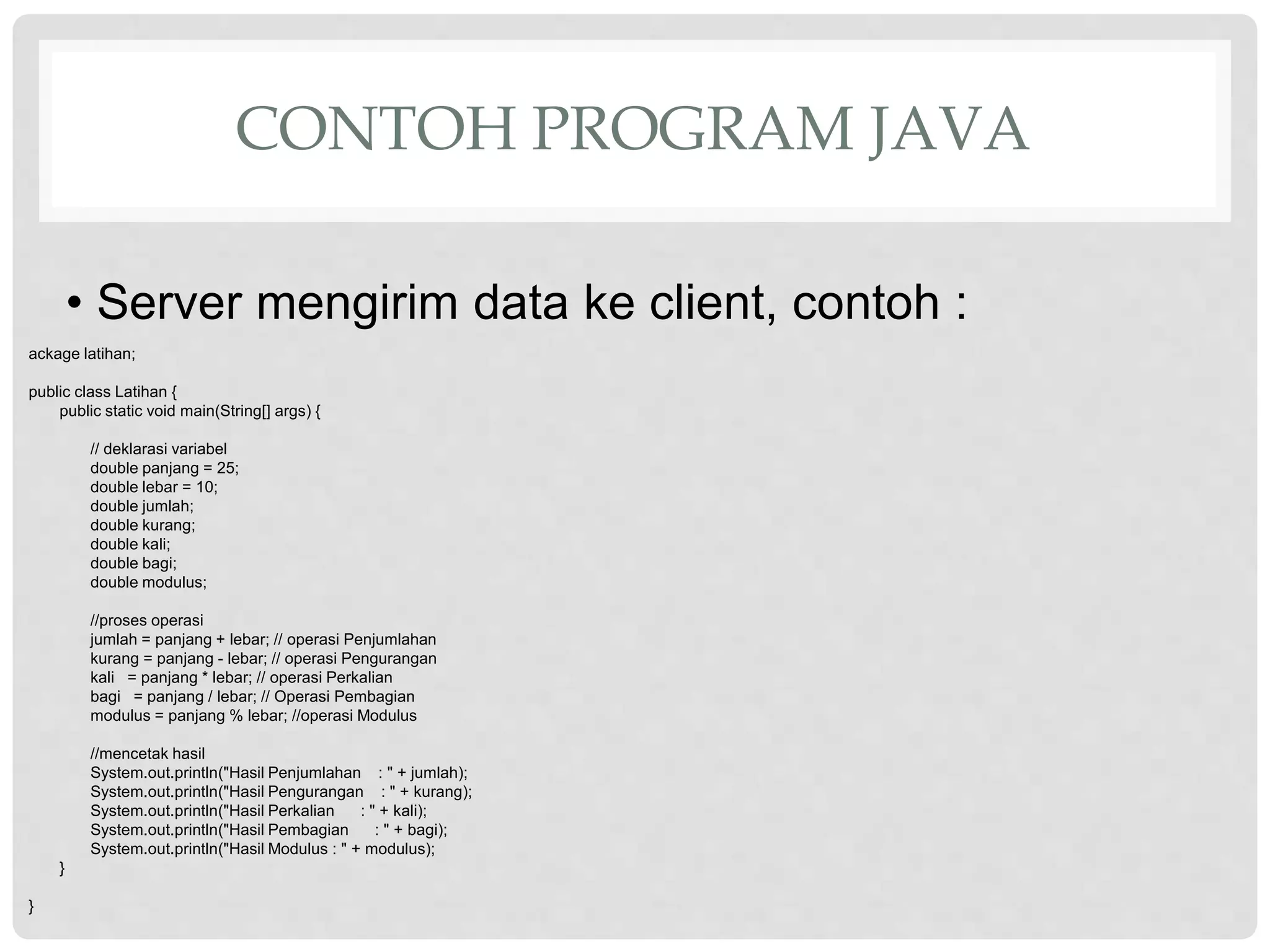 Operasi bahasa java | PPT