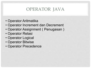 Operasi bahasa java | PPT