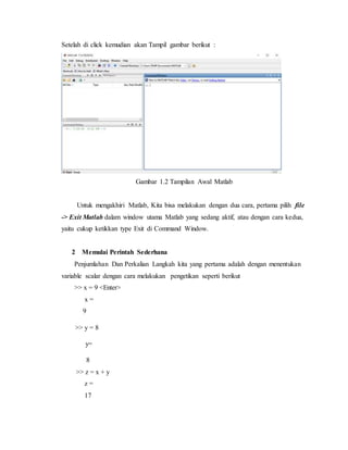 Operasi dasar matlab job 1 | DOCX