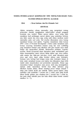 MODEL PEMBELAJARAN KOOPERATIF TIPE THINK-PAIR-SHARE PADA MATERI OPERASI ...