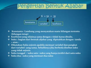 Operasi hitung bentuk aljabar | PPTX