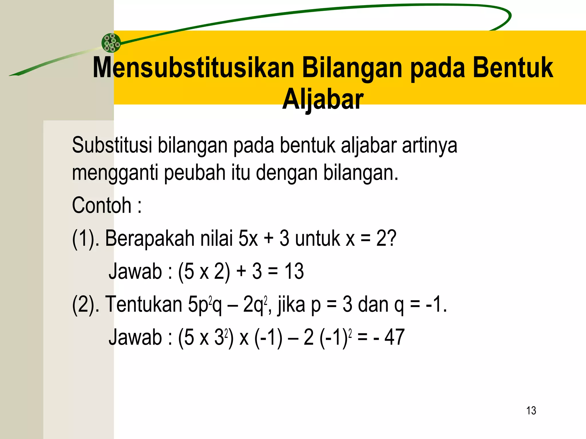 Operasi hitung bentuk aljabar | PPT