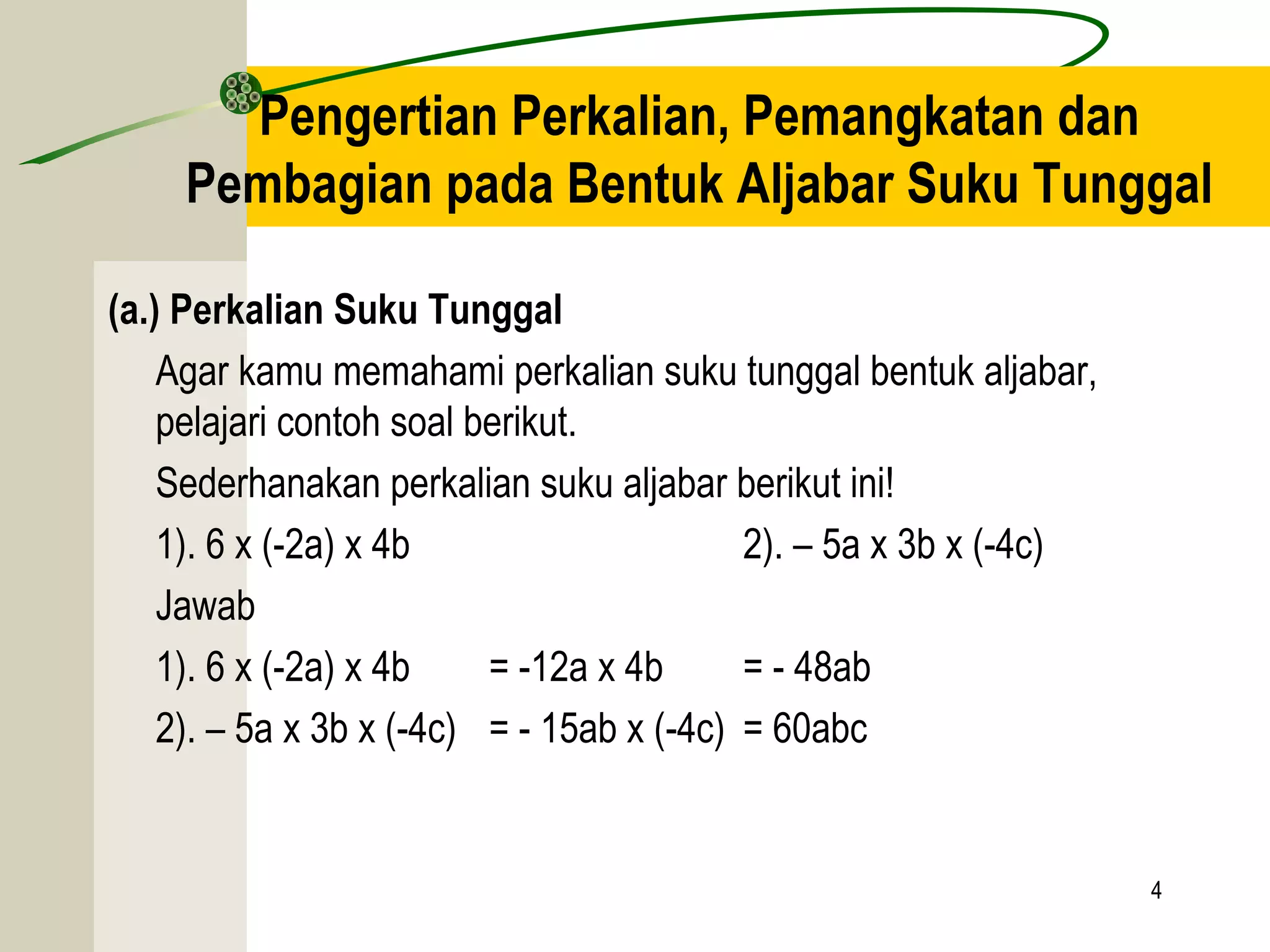 Operasi hitung bentuk aljabar | PPT