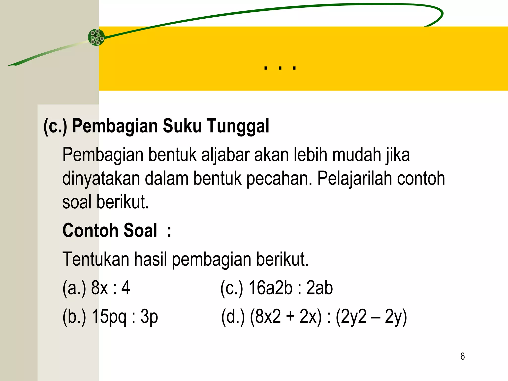 Operasi hitung bentuk aljabar | PPT