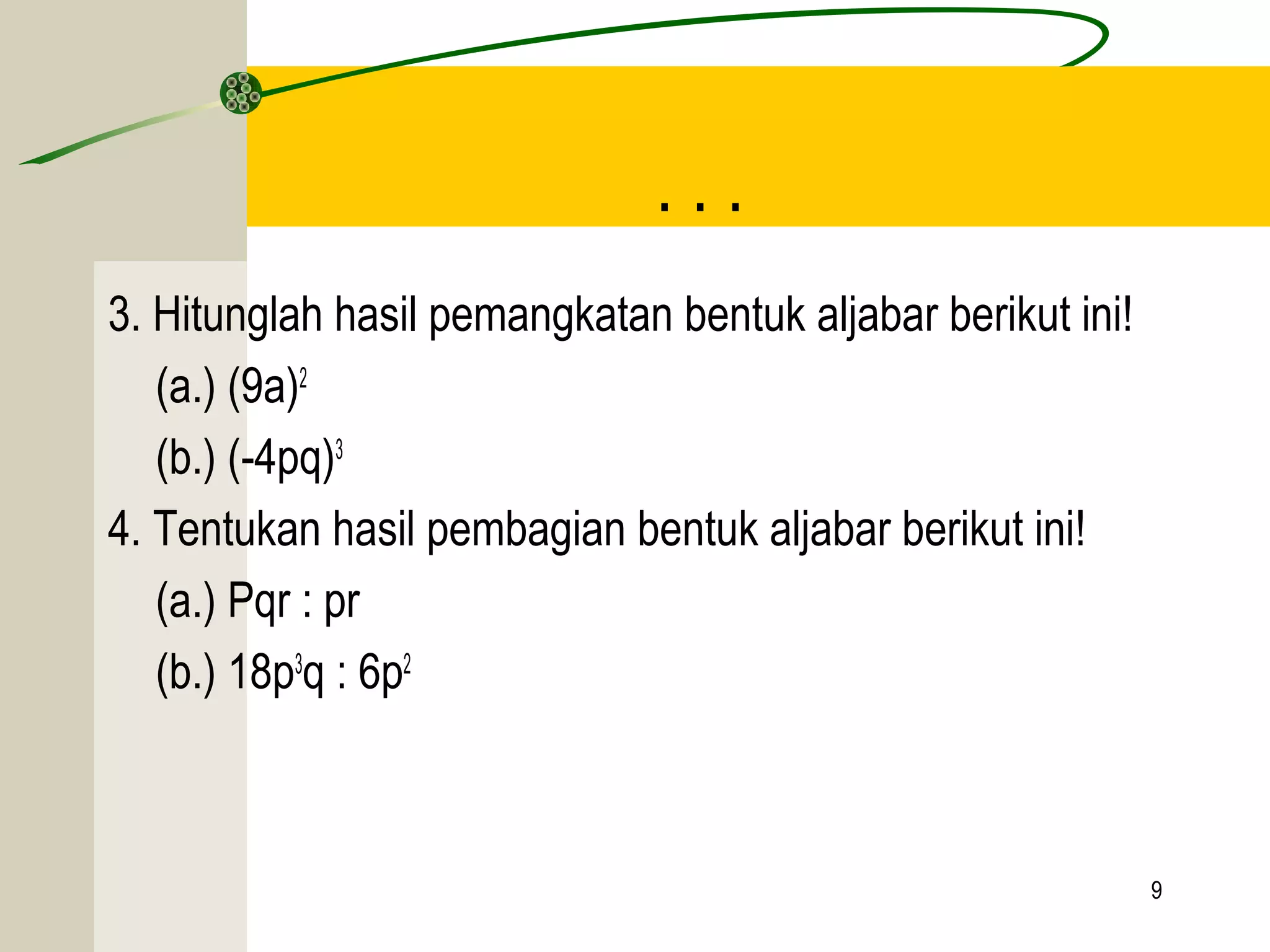 Operasi hitung bentuk aljabar | PPT