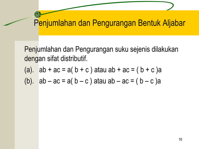 Operasi hitung bentuk aljabar | PPT