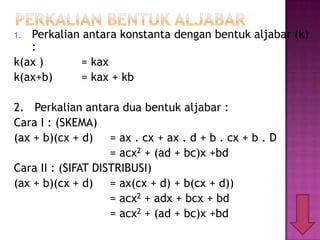 Operasi hitung bentuk aljabar | PPT
