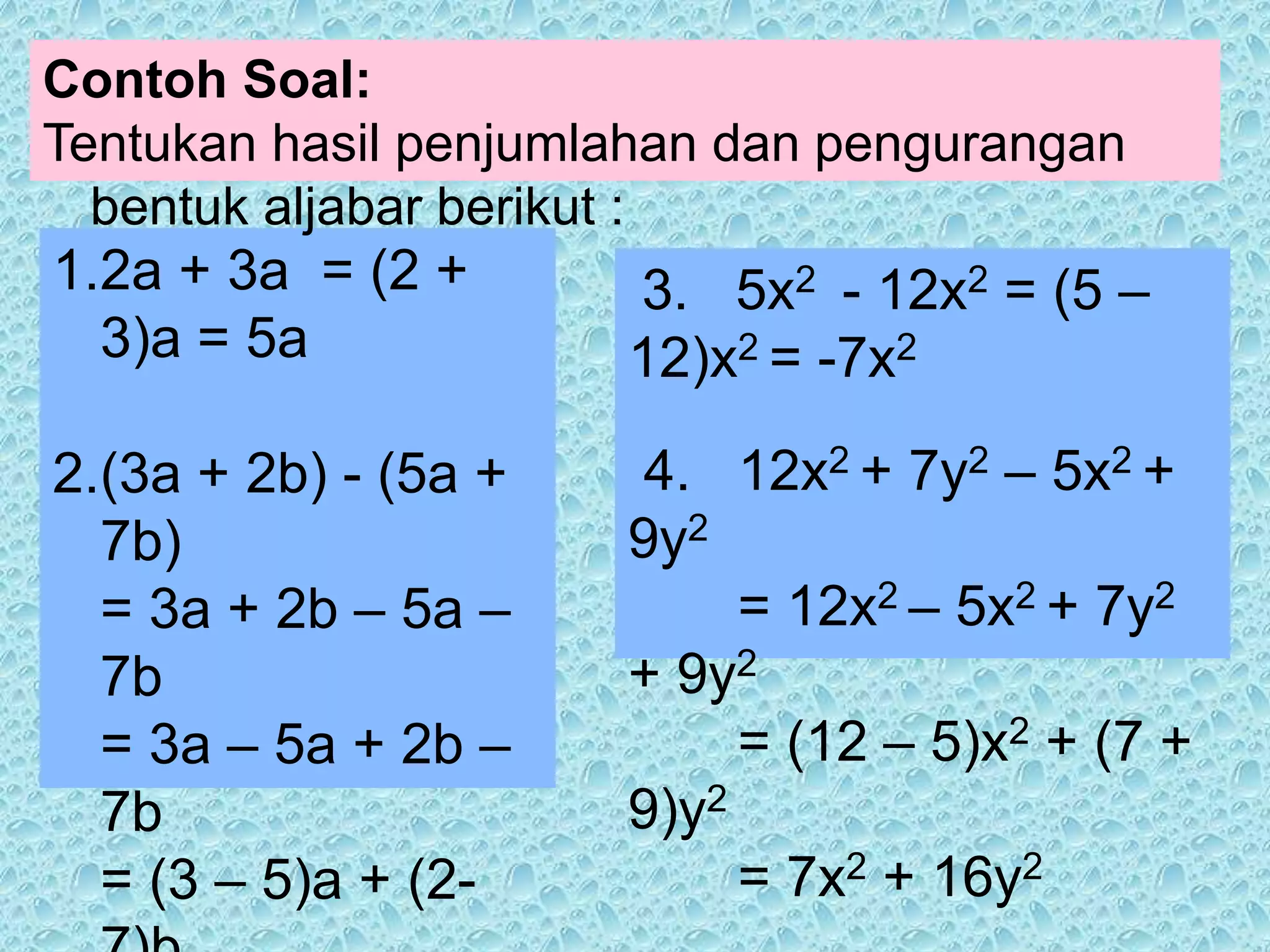 Operasi hitung bentuk aljabar | PPTX